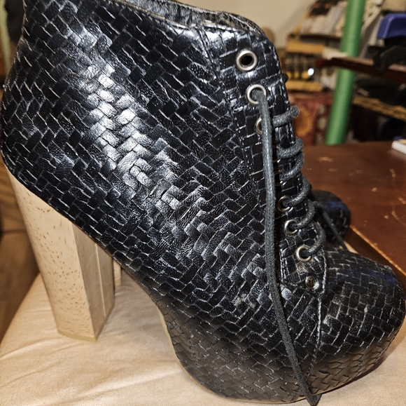 Shoe Dazzle | Shoes | Textured Woven Womens High Heel Platform Booties ...